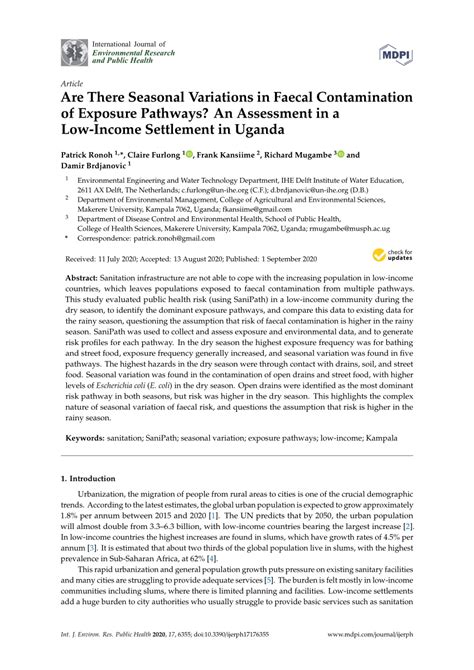 Pdf Are There Seasonal Variations In Faecal Contamination Of Exposure