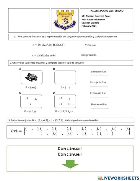 Cartesian Plane Interactive Worksheet Live Worksheets