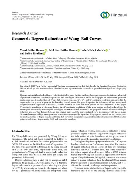 Pdf Geometric Degree Reduction Of Wangball Curves
