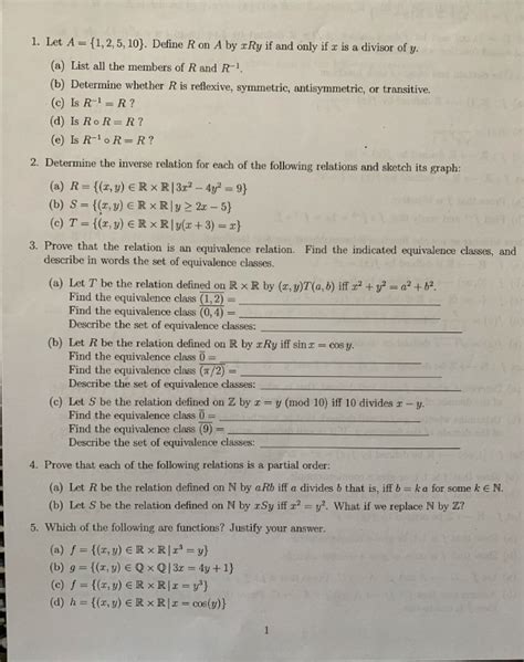 Solved 1 Let A 125 10 Define R On A By Zry If And Only