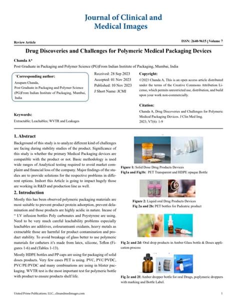 drug discoveries and challenges for polymeric medical packaging devices pdf