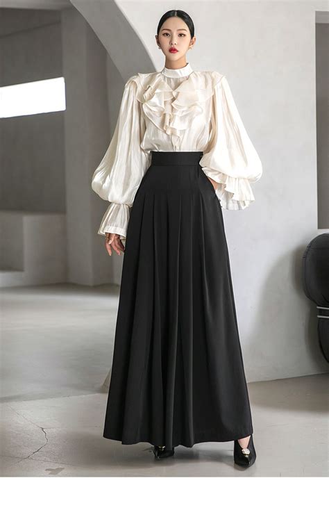 B9078 케밈 하이넥 프릴 시스루 블라우스 Old Fashion Dresses Vintage Dresses