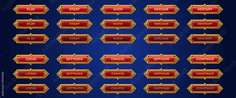 Vetor De Cartoon Set Of Medieval Game Buttons Animation Set Vector Illustration Of Red Bars