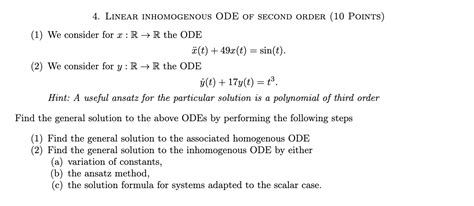 Solved 4 Linear Inhomogenous Ode Of Second Order 10