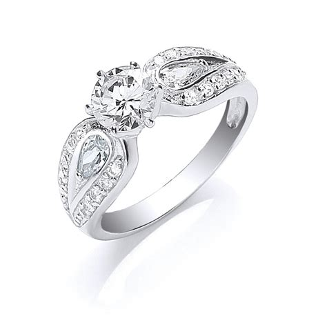 Sterling Silver Ss With Cz On Shoulders Ring Samuel Perry