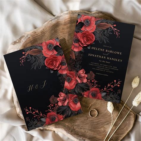 Red And Black Gothic Wedding Invitation