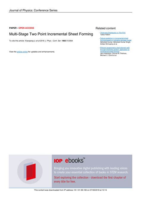 Pdf Multi Stage Two Point Incremental Sheet Forming