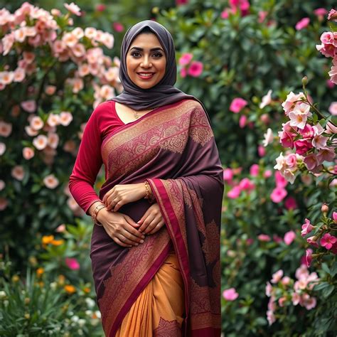 Embrace Elegance Confident Muslim Woman In A Stunning Saree