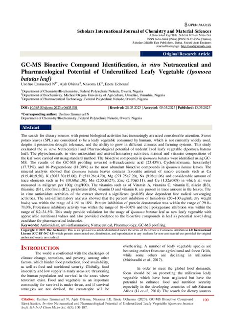 Pdf Gc Ms Bioactive Compound Identification In Vitro Nutraceutical
