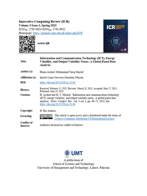 Information And Communication Technology Ict Energy Volatility And