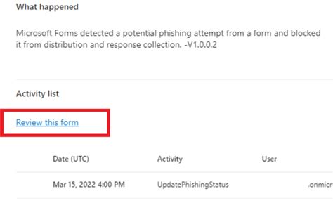 Microsoft Form Blocked Due To Potential Phishing Vlads Sharepoint Blog
