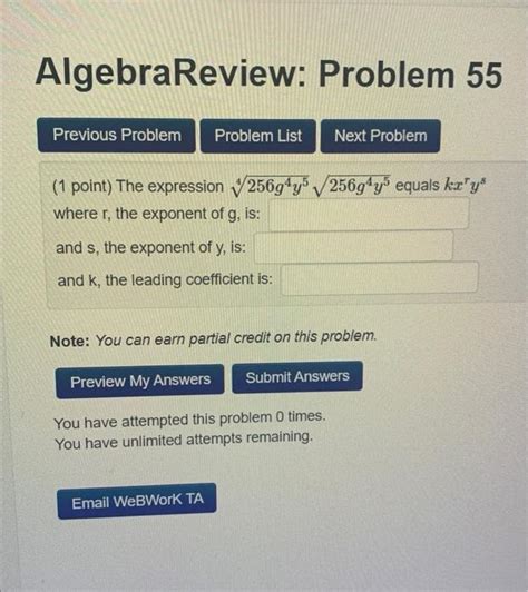 solved algebrareview problem 55 previous problem problem