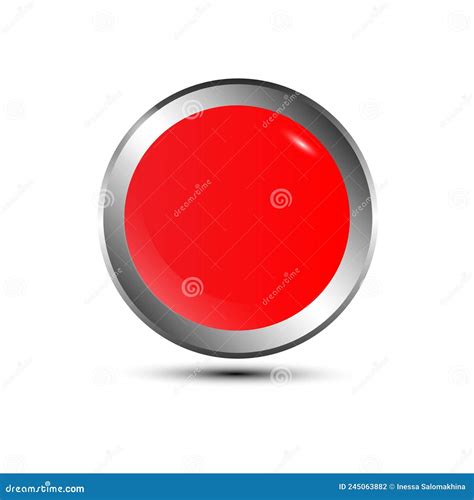 Red Stop Button In Steel Edging Stock Vector Illustration Of Edging Cartoon
