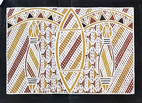 Yellow Bellied Python With Strom Clouds And Sandbar By Clinton Gaykama Aboriginal Bush Traders