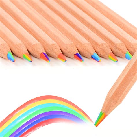 Nsxsu 30 Pieces Rainbow Pencils 7 In 1 Rainbow Colored