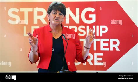 Dup Leader Arlene Foster Makes A Speech At Brownlow House In Lurgan Co