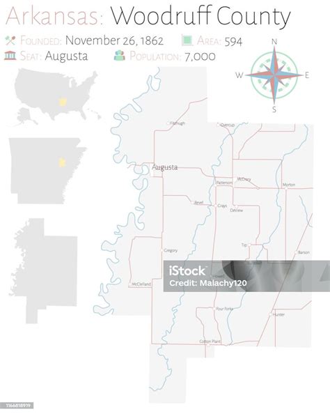 Map Of Woodruff County In Arkansas Stock Illustration Download Image