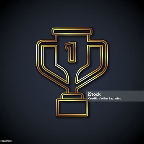 검은 색 배경에 고립 된 골프 아이콘골드 라인 어워드 컵 우승자 트로피 기호 챔피언십 또는 경쟁 트로피 스포츠 성취 기호 벡터