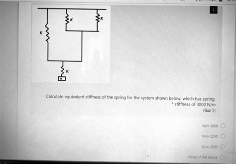 Solved Calculate The Equivalent Stiffness Of The Spring For The System Shown Below Which Has A