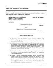 Dis Ws Ce Task Exemplar Docx DISPUTE RESOLUTION SKILLS Unit Workshop Task