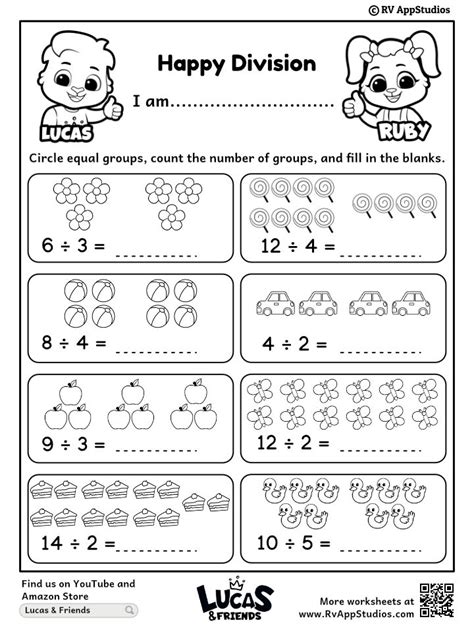 Colorful Division Worksheet For Kindergarten