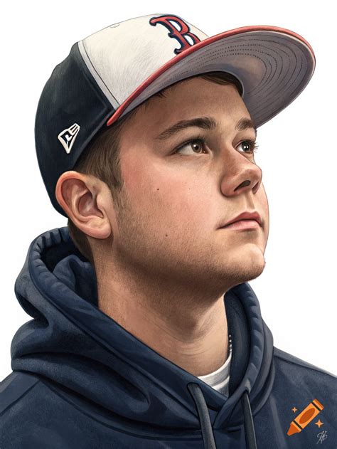 Close Up Portrait Of A Young Man Wearing A Baseball Cap And Hoodie