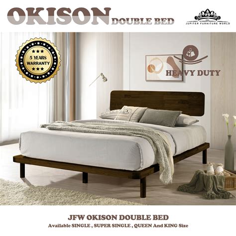 100 Solid Wood Jfw Okison Solid Wood Bed 5 Years Warranty Heavy Duty Bed Frame Wooden Bed