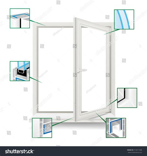 Plastic Window Window Frame Structure Open Stock Illustration 715017208