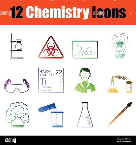 Set Of Chemistry Icons Gradient Color Design Vector Illustration
