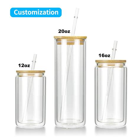Bamboo Lid And Straws For Iced Coffee Glasses Cup Glass Cup And Beer