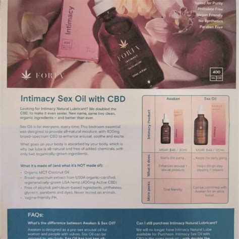 Foria Intimacy Sex Oil With Cbd Cbd Etc