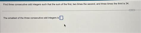 solved find three consecutive odd integers such that the sum