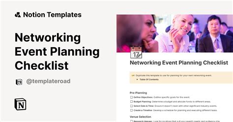 Networking Event Planning Checklist Template By Template Road Notion Marketplace