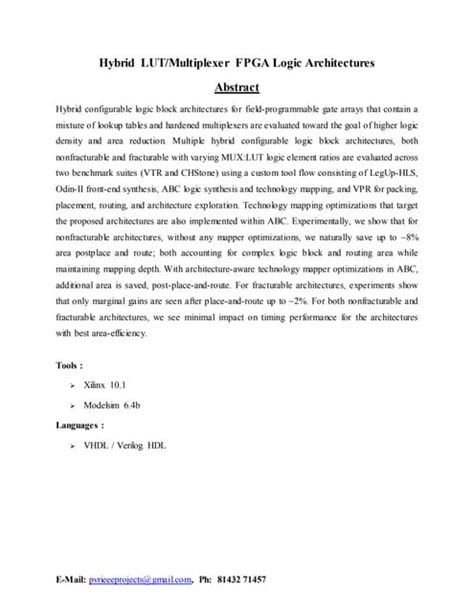 Hybrid Lutmultiplexer Fpga Logic Architectures Pdf