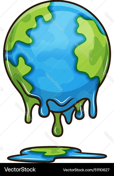Planet Earth Melting From Global Warming Cartoon Vector Image