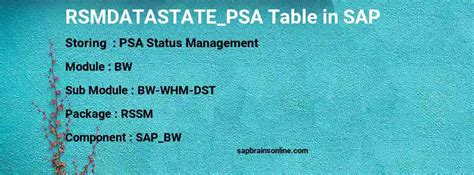 rsmdatastate psa sap table for psa status management