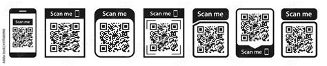 Qr Code Set Scan Qr Code Icon Template Scan Me Qr Code For Smartphone Qr Code For Mobile App