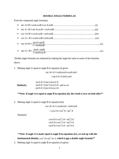 Lecture 3 Double Angle Identities Pdf Geometry Mathematical Analysis
