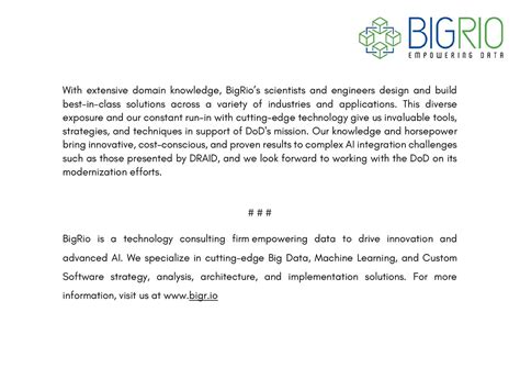 Bigrio Receives Dept Of Defense Jaic Draid Contract Bigrio