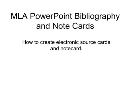 Mla Format Electronic Bibliography Cards