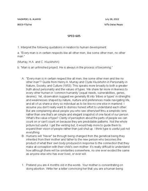 Sped 605 Assignment 2 Human Development Interpretations