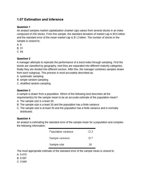 107 Estimation And Inference Pdf Standard Error Sampling
