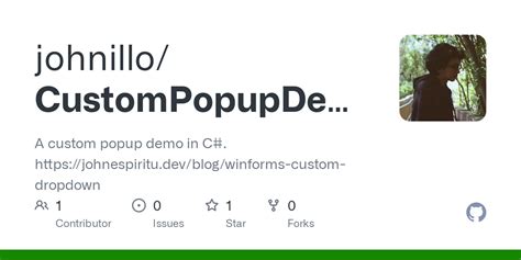 GitHub Johnillo CustomPopupDemo A Custom Popup Demo In C Https Johnespiritu Dev Blog