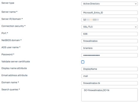 Microsoft Entra Domain Services の統合 Sophos Firewall