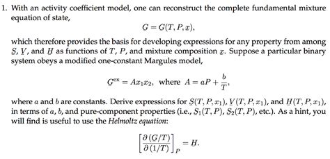 1 With An Activity Coefficient Model One Can
