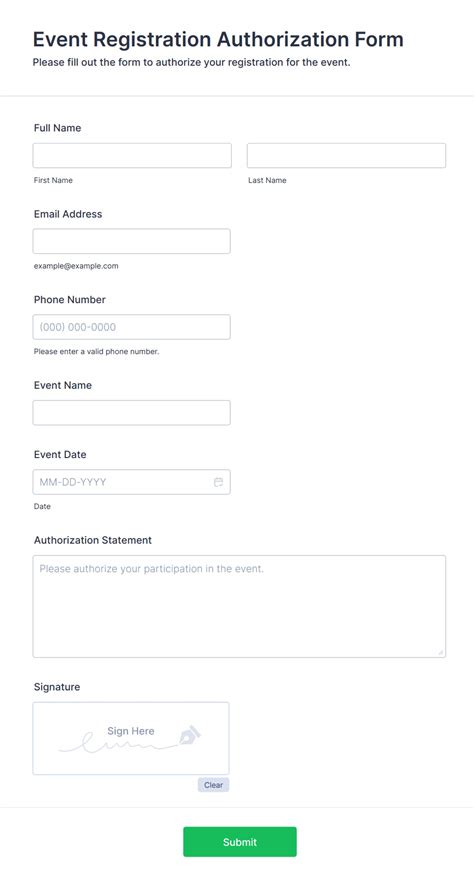 Event Registration Authorization Form Template Jotform