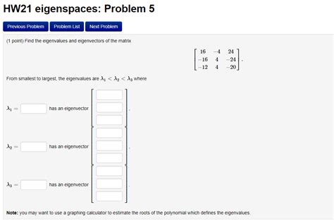 Solved Hw21 Eigenspaces Problem 5 1 Point Find The