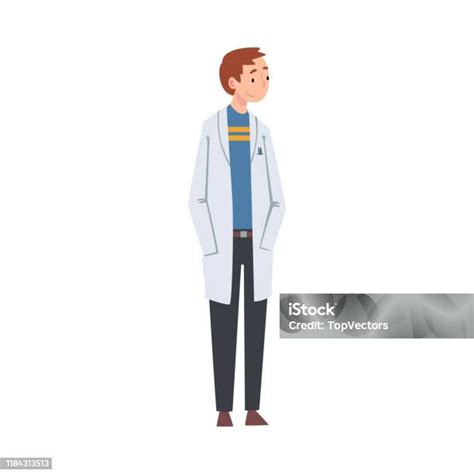 젊은 남자 과학자 문자 에서 화이트 실험실 코트 벡터 일러스트 건강 진단에 대한 스톡 벡터 아트 및 기타 이미지 건강 진단