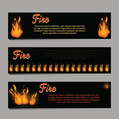 Banners Set With Bright Fire Flame Stock Vector Royalty Free Freeimages