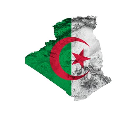 Algeria Map Flag Shaded Relief Color Height Map 3d Illustration 27243667 Png